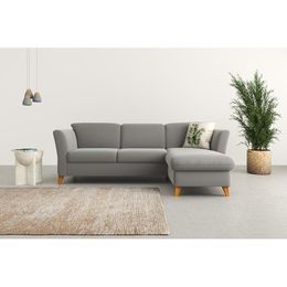 Home Affaire Ecksofa &raquo;Trelleborg L-Form&laquo; Federkern-Polsterung, wahlweise mit Bettfunktion und Bettkasten grau 100% Polyester