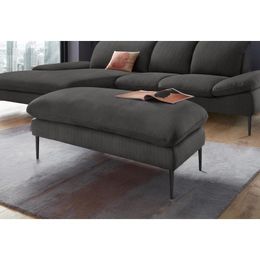 W.Schillig Hocker &raquo;enjoy&MORE&laquo; F&uuml;&szlig;e schwarz pulverbeschichtet, Breite 106 cm grau Chenille-Flachgewebe R66 (85% Polyester, 15% Nylon);Longlife Xtra-
