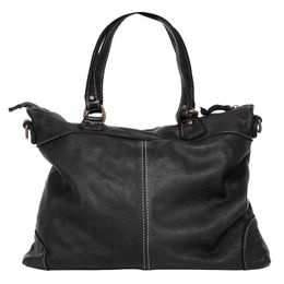 CLUTY Damen Shopper echt Leder, Made in Italy schwarz