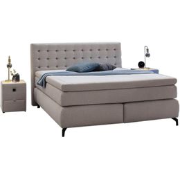 Jockenh&ouml;fer Boxspringbett &raquo;Jessica inklusive 9cm Kaltschaum-Topper&laquo; und 7-Zonen-TTFK-Matratze (H3,H3/H4 oder H4), Liegefl&auml;che 180x200cm grau Bezug Bett: 100% 
