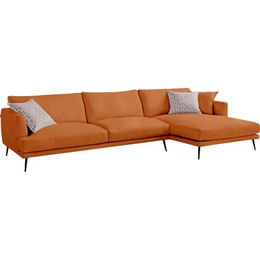 Egoitaliano Ecksofa &raquo;Sophia, Designsofa mit extrakomfortablem Sitzkomfort, Breite 274cm&laquo; mit Daunenfederung, L-Form orange Leder &raquo;BULL&laquo; (echtes Rindsleder). 