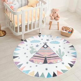 Carpet City Kinderteppich &raquo;ANIME898&laquo; rund 11 mm H&ouml;he Kinderzimmer Teppich Modern mit lustigen Cartoon-Figuren, Multi beige Polypropylen (PP)