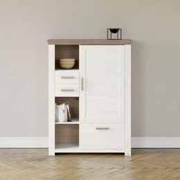 set one by Musterring Highboard &raquo;York&laquo; Typ 25 und 26, in 3 Farbvarianten, Beleuchtung optional, Breite 105 cm braun