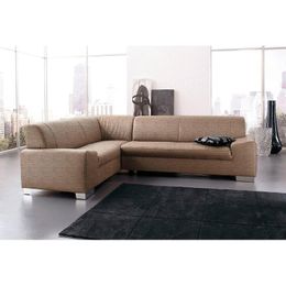 DOMO collection Ecksofa &raquo;Alisson, zeitlose Optik, flache Armlehnen, L-Form&laquo; fester Sitzkomfort, wahlweise mit Bettfunktion braun Microfaser aus 100% 