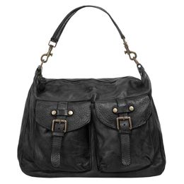 Samantha Look Damen Umh&auml;ngetasche echt Leder, Made in Italy schwarz