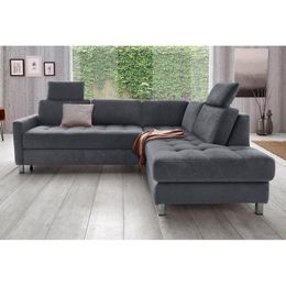 Sit & More sit&more Ecksofa &raquo;Pablo L-Form&laquo; wahlweise mit Bettfunktion grau Struktur fein (100% Polyester);Struktur (100% Polyester)