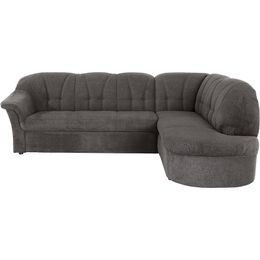 DOMO collection Ecksofa &raquo;Pegnitz, zeitlose und elegante R&uuml;ckensteppung, Breite 246cm, L-Form&laquo; wahlweise mit Bettfunktion grau 95% Polyester, 5% Nylon