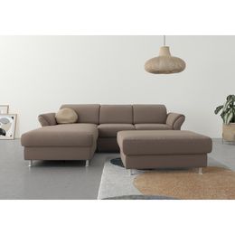 Sit & More sit&more Ecksofa &raquo;Apulia L-Form&laquo; wahlweise Bettfunktion, Bettkasten und Kopf- und Armteilverstellung grau Webstoff (100% Polyester);Struktur weich (90