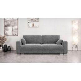 Home Affaire 3-Sitzer &raquo;Stevinson Schlafsofa mit Bettkasten, Ma&szlig;e B/H/T: 229/87/97 cm&laquo; mit Wellenunterfederung, 2 R&uuml;ckenkissen und 2 Zierkissen grau 