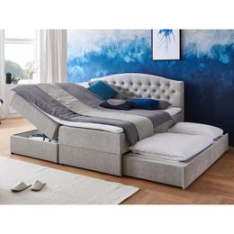 ATLANTIC HOME COLLECTION Boxspringbett &raquo;Lotte&laquo; mit Topper, Bettkasten und G&auml;stebett grau Bezug: Strukturstoff (100% Polyester; 100% Acryl);Bezug 