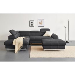 COTTA Ecksofa &raquo;Chef L-Form&laquo; mit Kopfteilverstellung, edle Metallkufen, wahlweise mit Bettfunktion schwarz Luxus-Microfaser (100% Polyester);Kunstleder