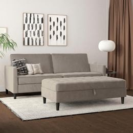 3-Sitzer &raquo;Presley&laquo; Sofa mit Bett-Funktion und verstellbarer R&uuml;ckenlehne grau Veloursstoff 100% Polyester