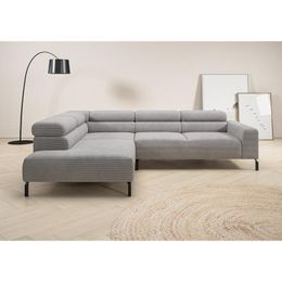 Home Affaire Ecksofa &raquo;Antonelli, L-Form, inkl. Kopfteilverstellung, Breite 276 cm&laquo; ohne Sitztiefenverstellung, in Cord, grau grau 95% Polyester, 5% 