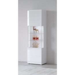 OTTO home Vitrine &raquo;Toledo,H&ouml;he 204 cm trendige Glasvitrine mit dekorative Fr&auml;sungen&laquo; Standvitrine ohne Beleuchtung, viel Stauraum, hochglanz Front MDF