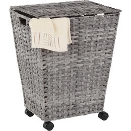 Locker W&auml;schekorb Polyrattan, mit Rollen grau Polyrattan