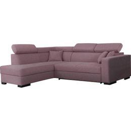 Home Affaire Ecksofa &raquo;Tulio L-Form&laquo; wahlweise mit Bettfunktion und Bettkasten, incl. 3 Zierkissen rot Struktur fein (100% Polyester);Struktur (100% 