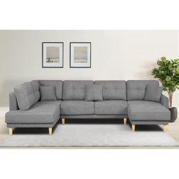 Home Affaire Wohnlandschaft &raquo;TRIPLO U-Form wahlweise mit Schlaffunktion, B/T/H: 310/192/90 cm&laquo; Schlafsofa, auch mit Bettkasten, Steppung im 