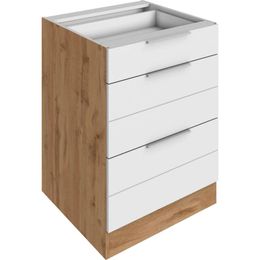 KOCHSTATION Auszugsunterschrank &raquo;KS-Luhe&laquo; 60 cm breit, hochwertige MDF-Fronten mit waagerechter Lisene wei&szlig; MDF