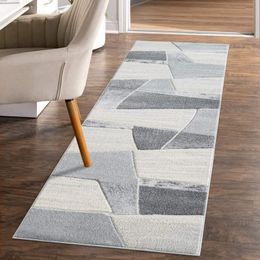Carpet City Teppich &raquo;BONITO 9053&laquo; rechteckig 11 mm H&ouml;he L&auml;ufer, Flachflor, Hochtief-Muster/ 3D-Effekt, Geo-Muster, Wohnzimmer grau Obermaterial: 100% Polypropylen