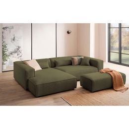 LeGer Home by Lena Gercke Ecksofa &raquo;PIARA XXL, L-Form, Schlaffunktion, Cord, Leinenoptik o. Strukturstoff&laquo; Hocker stellbar zum Schlafsofa (