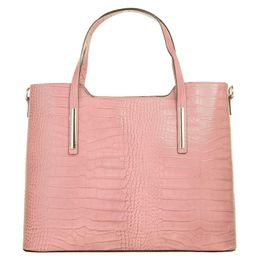CLUTY Damen Henkeltasche echt Leder, Made in Italy rosa