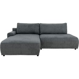 Trendmanufaktur Ecksofa &raquo;Fordon II, Schlafsofa mit Bettkasten, Couch in L-Form, Breite 250 cm&laquo; in Cordstoff HYPER, dunkelgrau, Armlehne links grau 92%