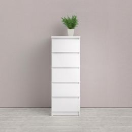 Inosign Highboard &raquo;Naia, Hochkommode, 5 Schubladen, Aufbewahrung, grifflose Front&laquo; Modern, skandinavisches Design, Schmal, in mehrere Farben wei&szlig; 