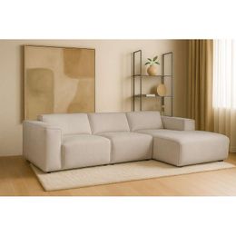 Home Affaire Ecksofa &raquo;Noord mit Kedernaht, Breite 281 cm, L-Form&laquo; Cord, Struktur, Webstoff, mit Wellenunterfederung, Massivholzrahmen beige 94% PES, 6