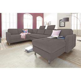 Sit & More sit&more Wohnlandschaft &raquo;Pablo U-Form&laquo; wahlweise mit Bettfunktion und Bettkasten grau Struktur (100% Polyester);Kunstleder SOFTLUX ;Luxus-Microfaser 