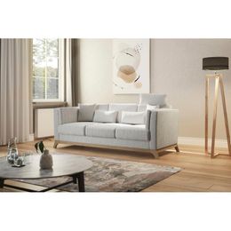 Home Affaire 3-Sitzer &raquo;Viva&laquo; mit Holzrahmen aus Buche beige 100% Polyester