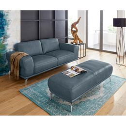 W.Schillig 2-Sitzer &raquo;montanaa&laquo; mit Metallf&uuml;&szlig;en in Chrom gl&auml;nzend, Breite 192 cm blau Longlife Xtra-Leder Z59: Glattleder mit modischer Pr&auml;gung. 