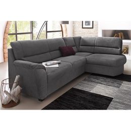 Sit & More sit&more Ecksofa &raquo;Pandora L-Form&laquo; wahlweise mit Bettfunktion und Bettkasten grau Luxus-Microfaser ALTARA NUBUCK (100% Polyester);Luxus-Microfaser 
