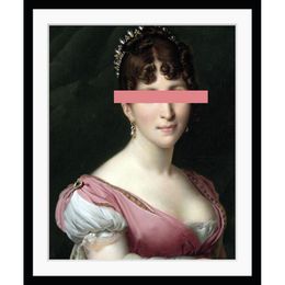 queence Bild &raquo;Johanna mit Farbklecks&laquo; Bilder von Frauen Frau Gem&auml;lde Historische Pers&ouml;nlichkeiten Kunst HD Premium Poster-Druck inkl. Holzrahmen rosa 