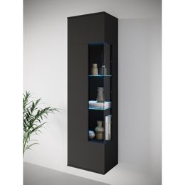 OTTO home Vitrine &raquo;Kenia, stehend und h&auml;ngend, T&uuml;ranschlag wechselbar&laquo; 1 Stk. tlg. Vitrineschrank mit Glast&uuml;ren 160 cm H&ouml;he schwarz