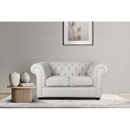 Home Affaire 2-Sitzer &raquo;CHARENTE, Chesterfield-Sofa, Wellenfederung, Ma&szlig;e: B/T/H: 147/89/74 cm&laquo; mit edler Knopfheftung und typischen Armlehnen beige 