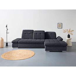 COTTA Ecksofa &raquo;Holiday L-Form mit Sitztiefen-, Armteil- und Kopfteilverstellung&laquo; wahlweise mit Bettfunktion & Bettkasten schwarz 90% Polyester, 10% 