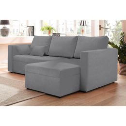 Home Affaire Ecksofa &raquo;Pur L-Form&laquo; wahlweise mit Bettfunktion grau Struktur (100% Polyester);100% Polyester Melrose ;Luxus-Microfaser Nubuk (100% 