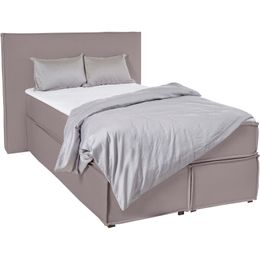 LeGer Home by Lena Gercke Boxspringbett &raquo;Yuma&laquo; incl. Topper, in 4 Breiten, 3 Matratzenarten und je 2 H&auml;rtegraden grau 100% Polyester
