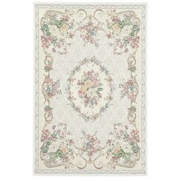Theko Teppich &raquo;Flomi Floral&laquo; rechteckig 3 mm H&ouml;he gewebt, Blumen Design, ideal im Wohnzimmer & Schlafzimmer beige Baumwolle, Kunstfaser