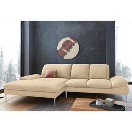 W.Schillig Ecksofa &raquo;enjoy&MORE, Designsofa, elegant und bequem, L-Form&laquo; mit Sitztiefenverstellung, F&uuml;&szlig;e silber matt, Breite 310 cm beige Chenille-