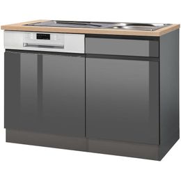 KOCHSTATION Sp&uuml;lenschrank &raquo;KS-Virginia&laquo; 110 cm breit, inklusive Einbausp&uuml;le grau Holzwerkstoff, MDF