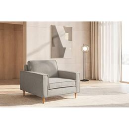 Home Affaire Loveseat &raquo;Pinto Skandi 105 cm, Chenille, Struktur&laquo; mit Keder, Massivholzf&uuml;&szlig;e Eiche ger&auml;uchert 100% Polyester
