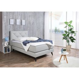 Maintal Boxspringbett grau Topperbezug Microfaser aus 100% Polyester;Bezug der Spiegelfl&auml;che Matratzendrell aus 100% Polyester;Strukturstoff-Bezug (100% 