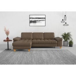 Sit & More sit&more Ecksofa &raquo;Westham L-Form&laquo; mit Recamiere, mit oder ohne Bettfunktion, Bettkasten, F&uuml;&szlig;e Eiche braun 100% Polyester