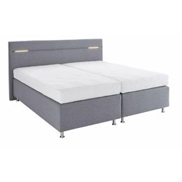 Westfalia Schlafkomfort Boxspringbett wahlweise mit LED-Beleuchtung grau Bezug Unterbox und Kopfteil: Strukturstoff (77% Polyester und 23% Viskose);Bezug Obermatratze 100% 