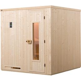 Weka Sauna &raquo;Halmstad&laquo; Set, 7,5 kW Bio-Ofen mit digitaler Steuerung beige