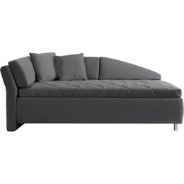 Alina Schlafsofa Bettkasten, Zierkissen-Set aus: 2 Stk. 40x40cm, 1 Stk. 30x30cm grau Samtstoff TSV (100% Polyester)