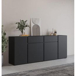 OTTO home Sideboard &raquo;Metric,Breite 195 cm, grifflose Kommode 4 T&uuml;ren/2 Schubk&auml;sten&laquo; Schubladenschrank mit viel Stauraum, Einlegeb&ouml;den verstellbar 