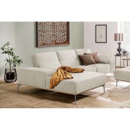 W.Schillig Ecksofa &raquo;run, Designsofa mit tollem Sitzkomfort, bequem, L-Form&laquo; mit elegantem Holzsockel, F&uuml;&szlig;e in Silber matt, Breite 299 cm wei&szlig; Longlife