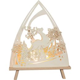SAICO Original LED Schwibbogen &raquo;Dekoleuchte-Spitze, Winterzauber&laquo; inkl. LED-Leuchtmittel, warmwei&szlig;, BxHxT: 30x38,5x6 cm Holz teilmassiv